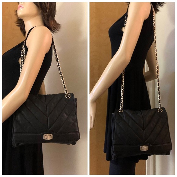 Ann Taylor | Bags | Ann Taylor Chevron Quilted Black Leather Vintage ...